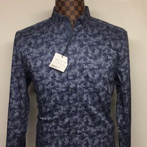 Bar III | Shirts | Bar Iiiblue Indigo Camoflauge Slim Fit Shirt Med ...